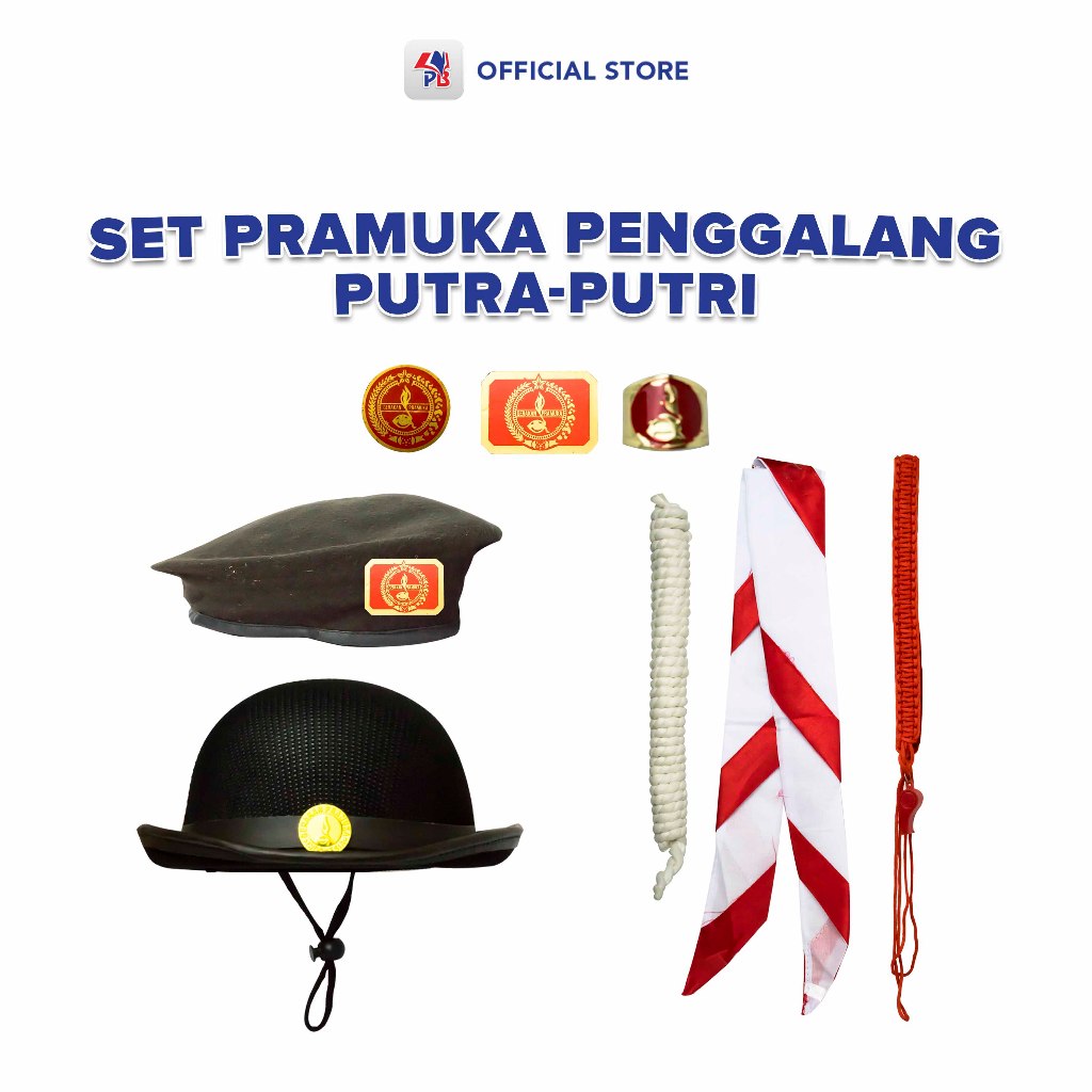 Jual Paket Atribut Pramuka Penggalang Topi Baret Dan Boni Putra Putri (Merah) SD dan SMP ...