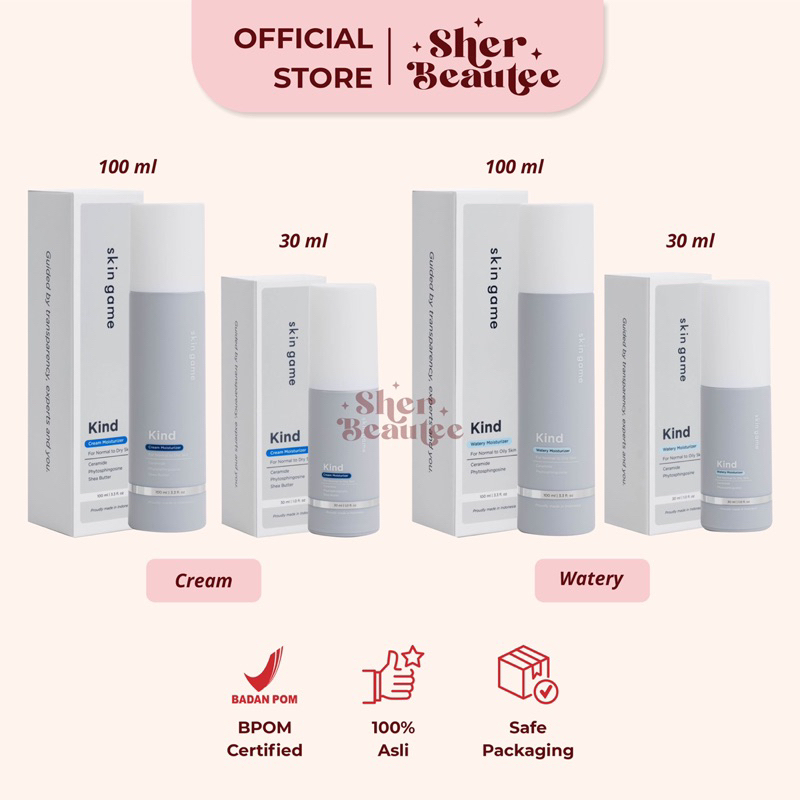 Jual Skin Game Kind Watery | Cream Moisturizer 30ml | 100ml | Shopee ...