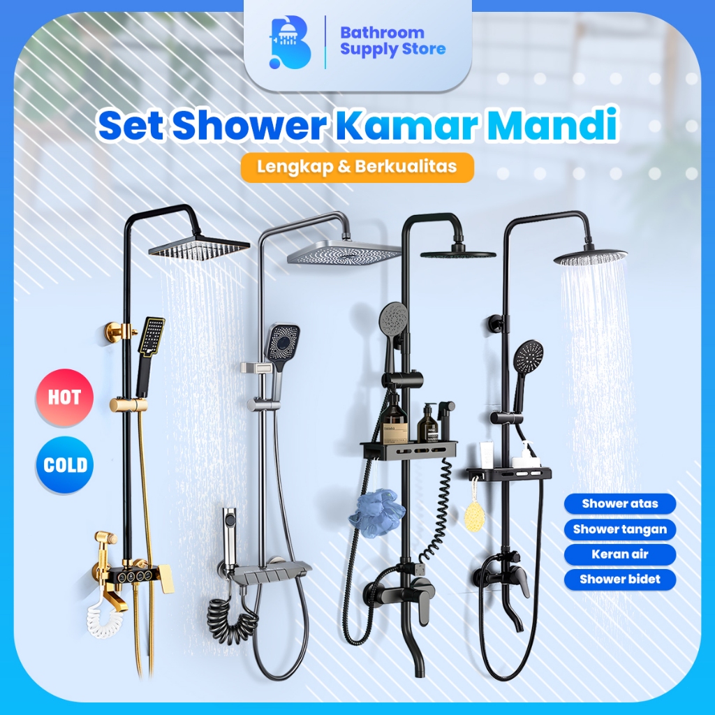 Jual 4 in 1 Set Shower /Shower Set Kamar Mandi 1 Set + Kran Cabang / Shower Mandi Set Tembaga ...