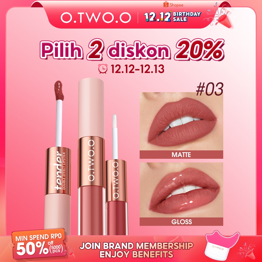 Jual O Two O 2 In 1 Lipgloss Matte And Gloss Long Lasting Kiss Proof Lip