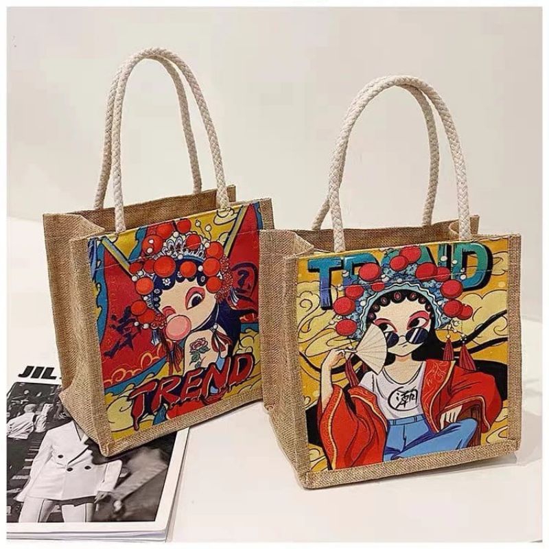 Jual Tas tote bag kanvas motif jepang totebag lucu unik handbag wanita ...