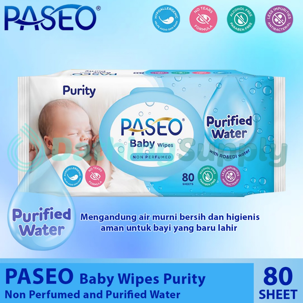 Jual Tissue PASEO Baby Wipes Purity Purified Water Tisu Basah Non ...