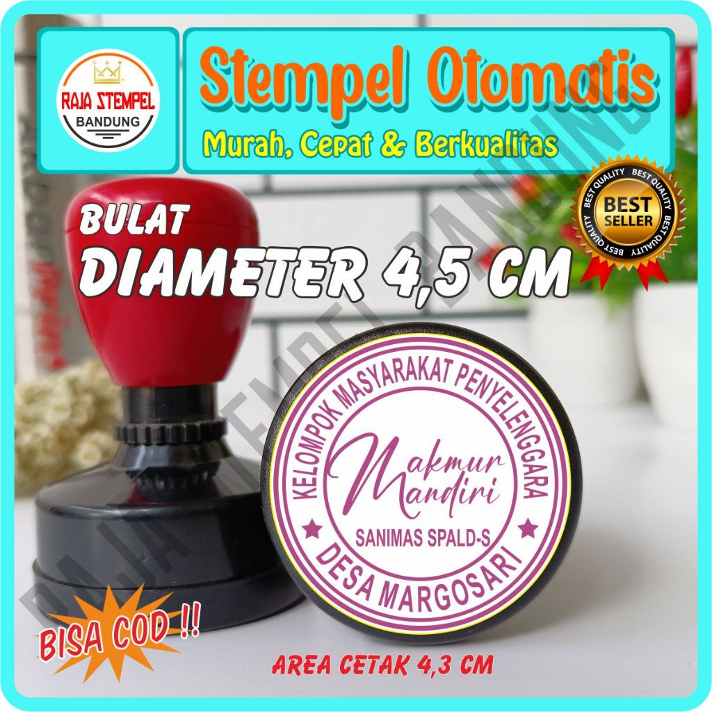 Jual Stempel Flash Bulat 4,5 CM, stampel online shop, perusahaan, stemple logo, stample instansi ...