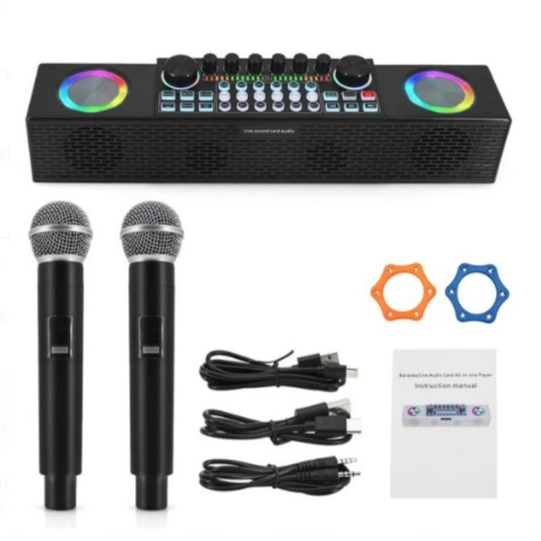 Jual SY6 SOUND CARD + 2 MIC HITAM FOR LIVE STREAMING | Shopee Indonesia