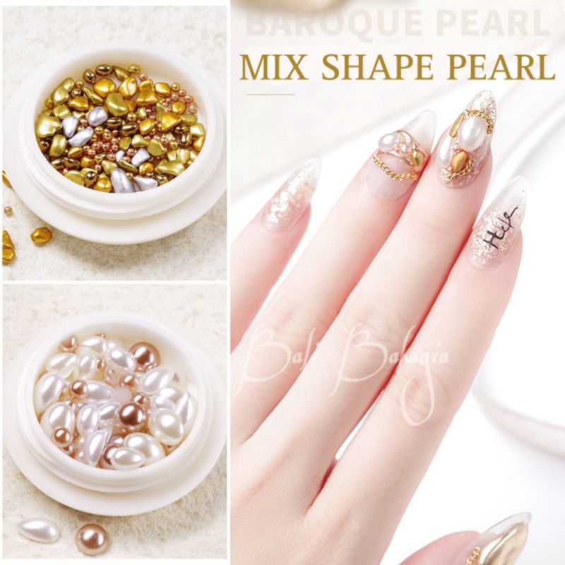 Jual Hiasan Kuku Mix Shape Pearl Nail Accessories Nail Art | Shopee ...