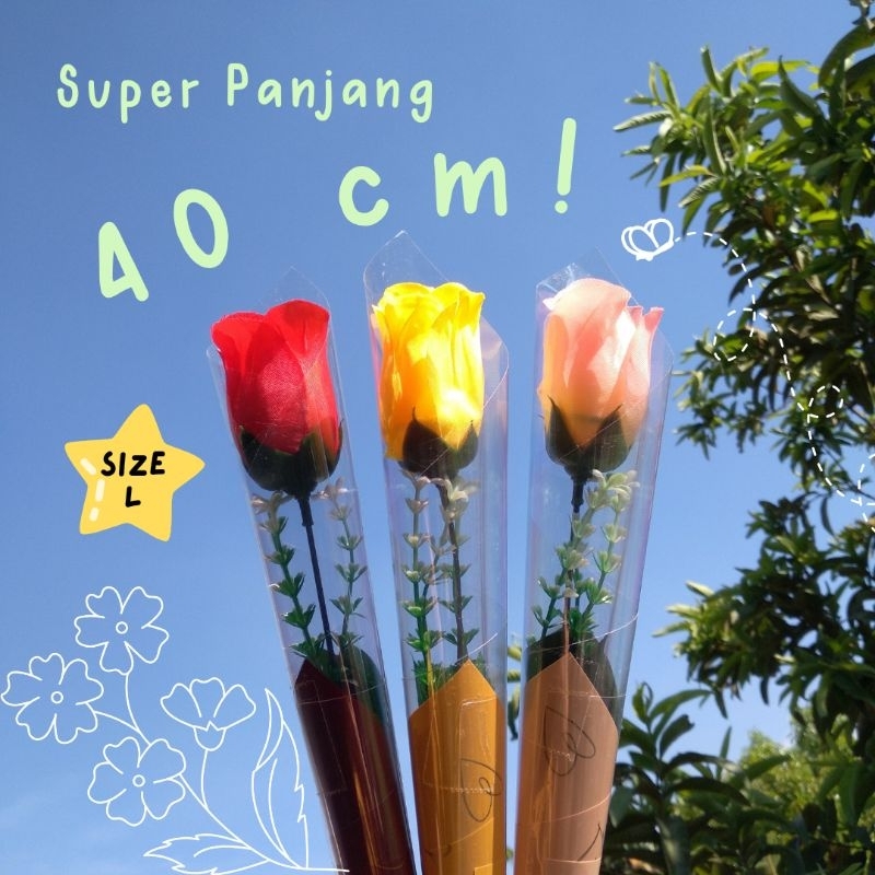 Jual SINGLE ROSE KUNCUP SUPER PANJANG 40 CM (size L) / BUNGA SATU ...