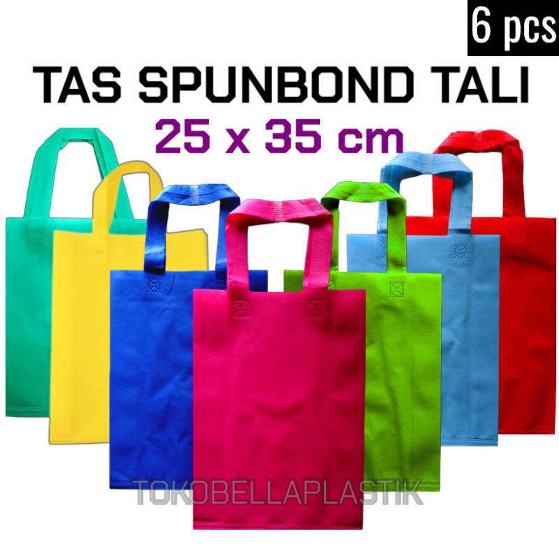 Jual [Isi 6 pcs] Tas Spunbond Goodie Bag 25 x 35 cm Souvenir Kain Polos Lebaran Ulang Tahun ...