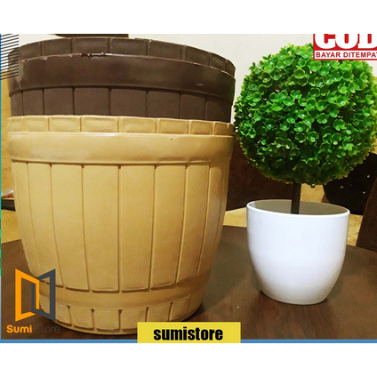 Jual Pot Gentong- Pot bunga motif kayu Uk 19 | Shopee Indonesia