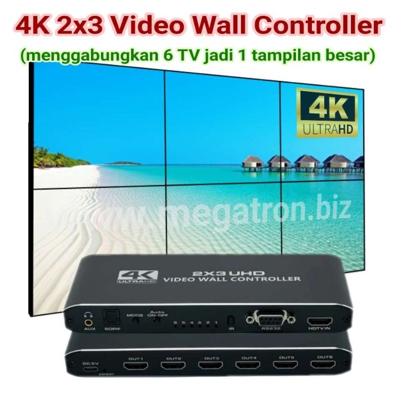 Jual 4K 3x2 Video Wall Controller (menggabungkan 6 TV jadi 1 tampilan ...
