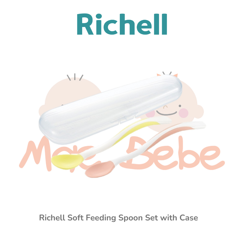 Jual Richell Soft Feeding Spoon Set with Case Sendok dan Garpu Makan Bayi dengan Kotak ...