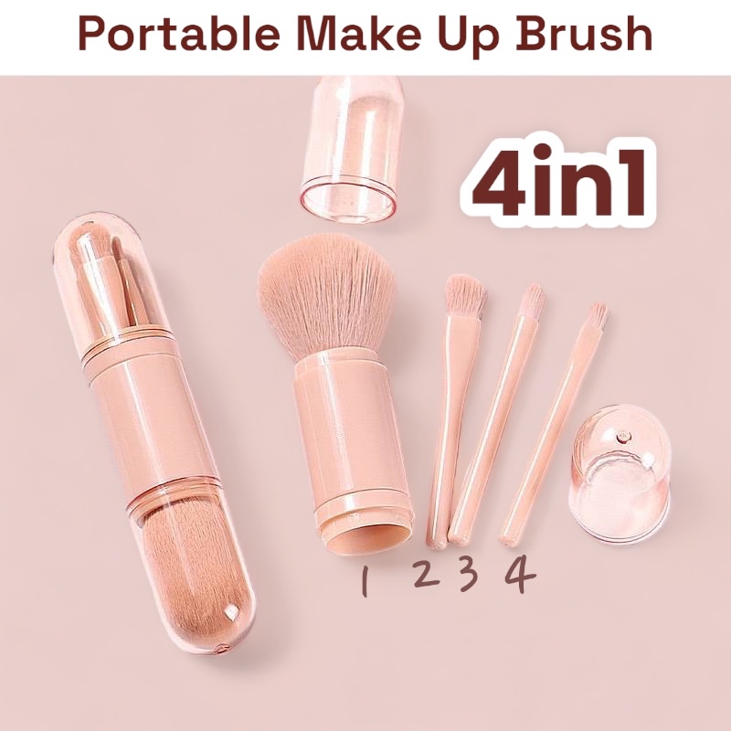 Jual Brush Set 4 in 1 Make Up Brush Travel Portable Kosmetik Brush ...