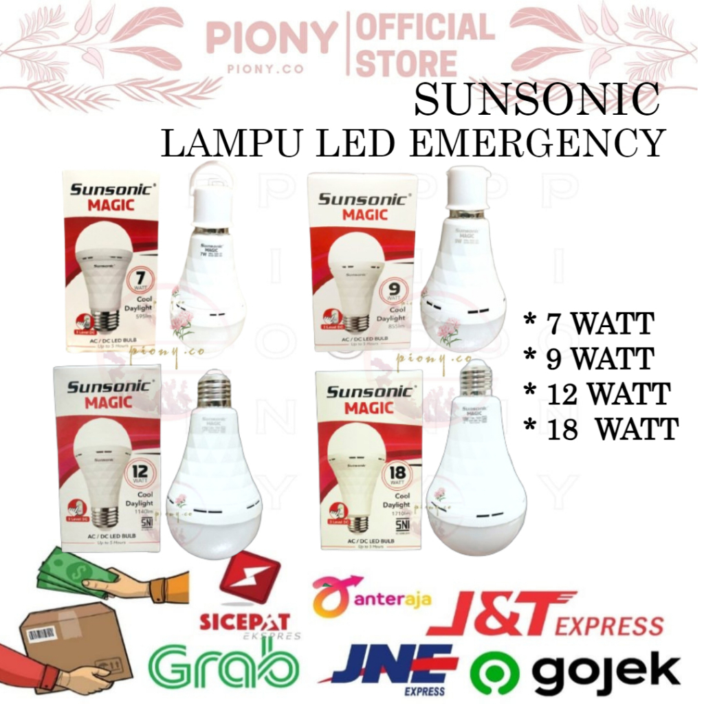 Jual LAMPU EMERGENCY SUNSONIC 7W 9W 12W 18W LAMPU BISA NYALA SAAT MATI ...