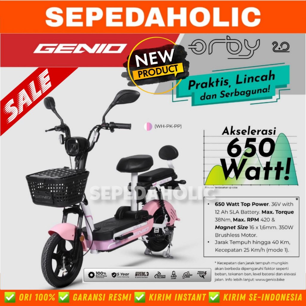 Jual Sepeda Listrik GENIO ORBY 2.0 BY UNITED 350 Watt 12 AH Electric E ...