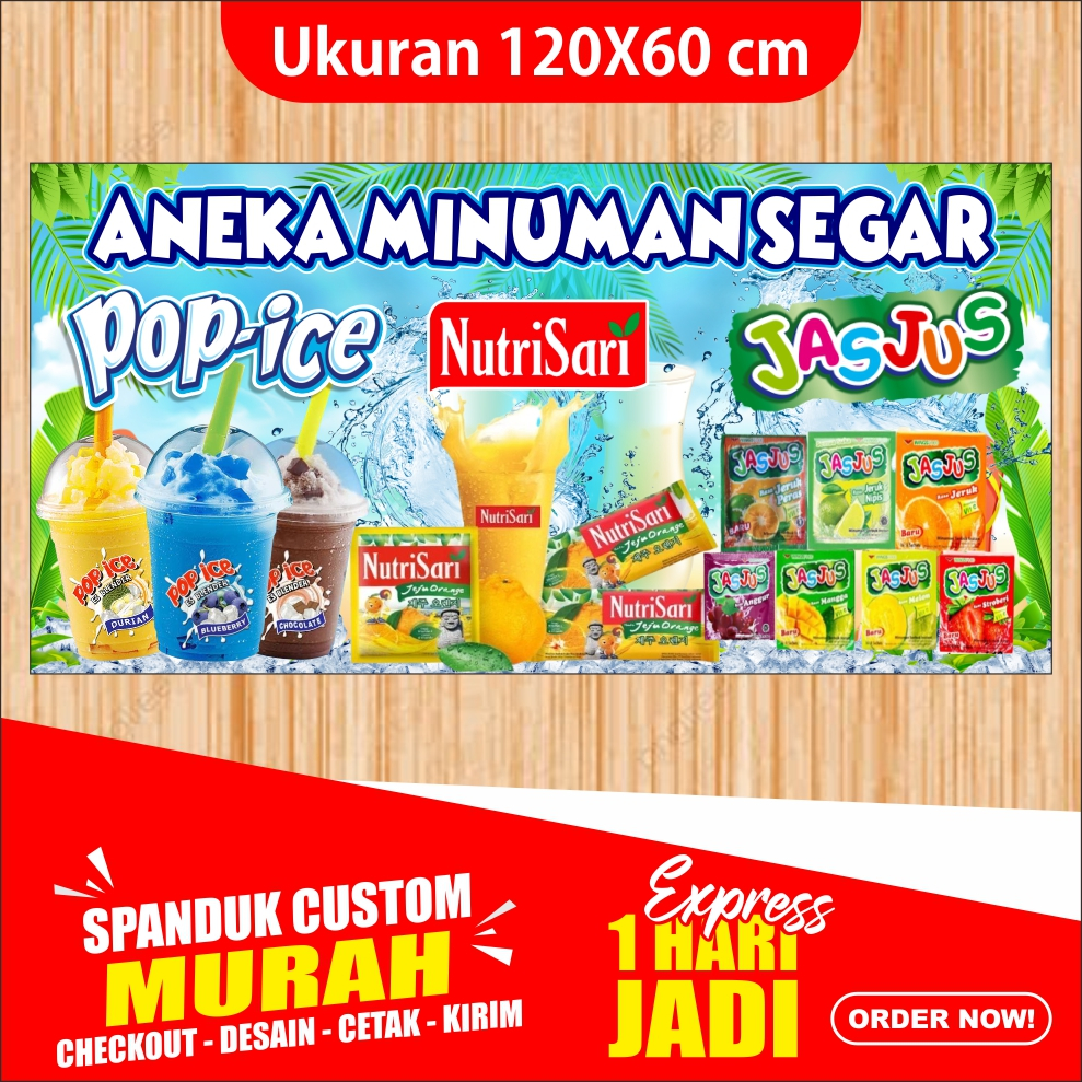 Jual Banner Minuman Segar, Spanduk Minuman Segar, 120x60cm, COD ...