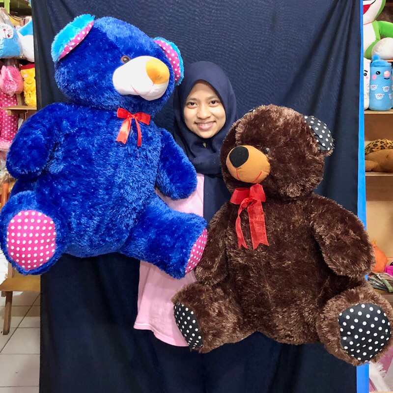 Jual Boneka Beruang teddy bear tanduk duduk Polos Boneka karakter panda ...