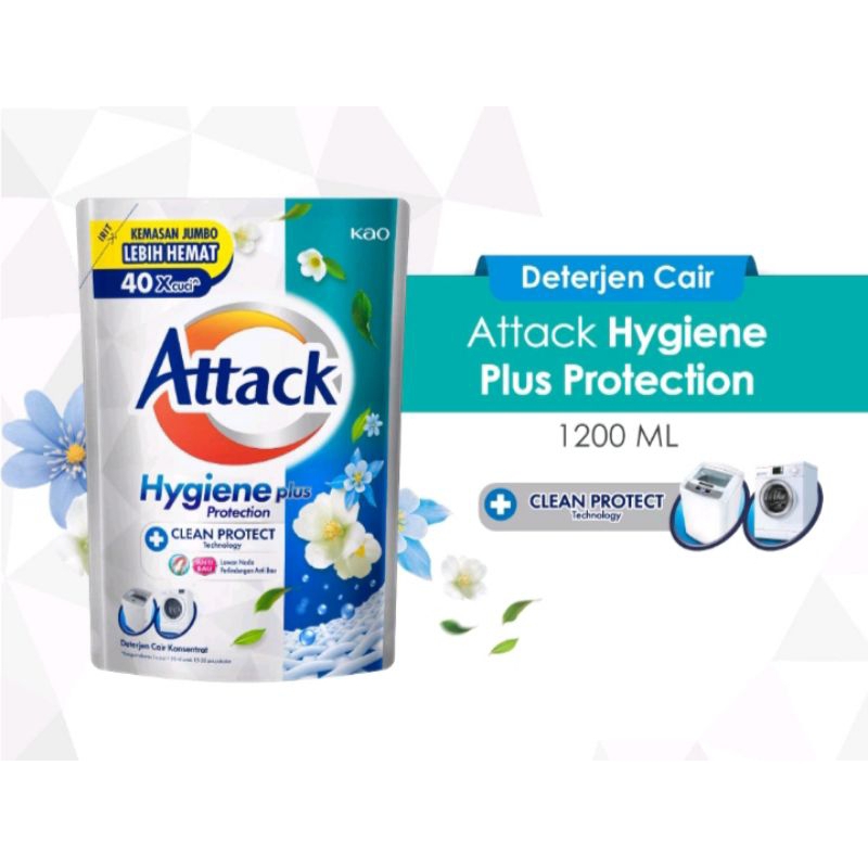 Jual Attack Hygiene Plus Detergen Cair Semua Jenis Mesin Cuci 1200mL ...