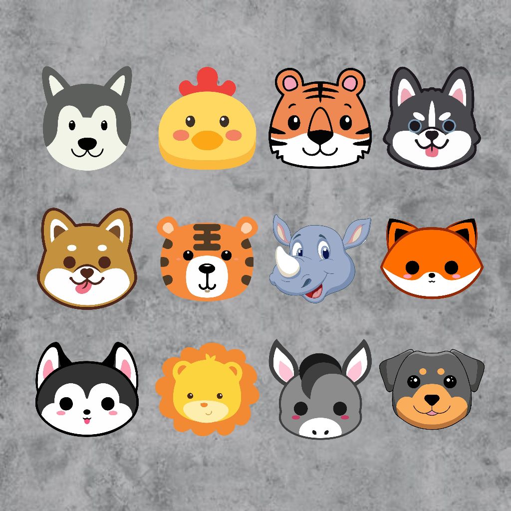 Jual Stiker Sablon Setrika Cute Animal Faces | Shopee Indonesia