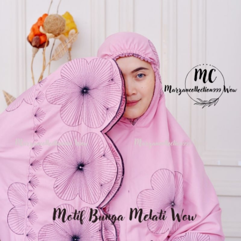 Jual Mukena Dewasa Full Bordir Motif Bunga Melati Wow/ Grasella Terbaru 2024 | Shopee Indonesia