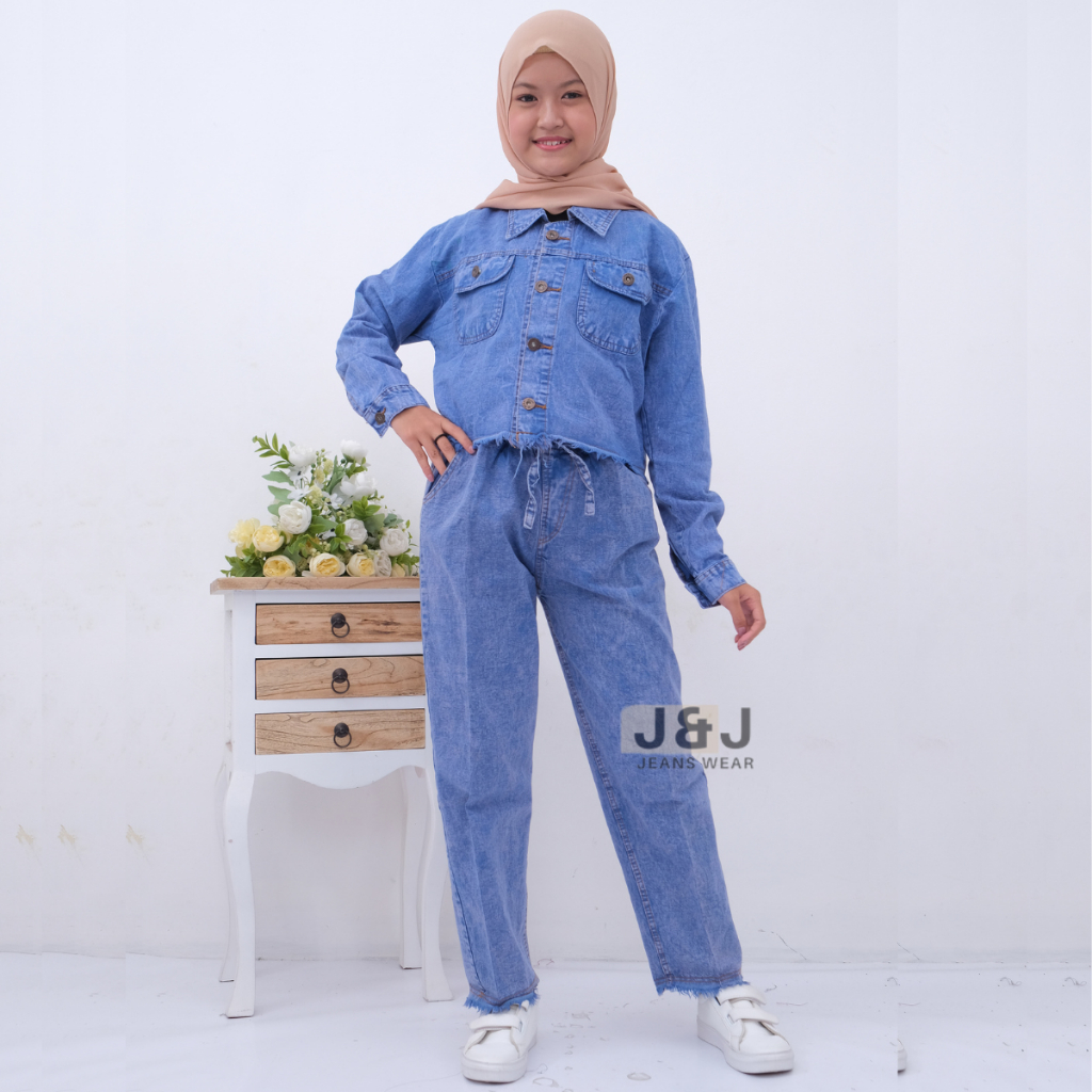 Jual Croppy Set Setalan Jacket Remaja Jeans Premium | Shopee Indonesia