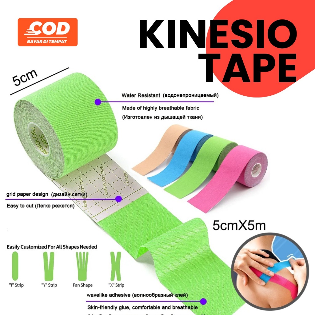 Jual Kinesio Tape Sport Plester 5CM X 5M Original Kinesio Tape Taping Kinesiology Tape Otot Gym ...