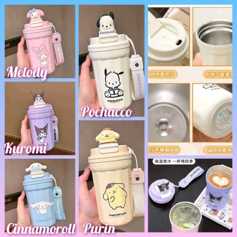 Jual tumbler gelas stainless sanrio melody kuromi pochacco purin cinnamoroll | Shopee Indonesia