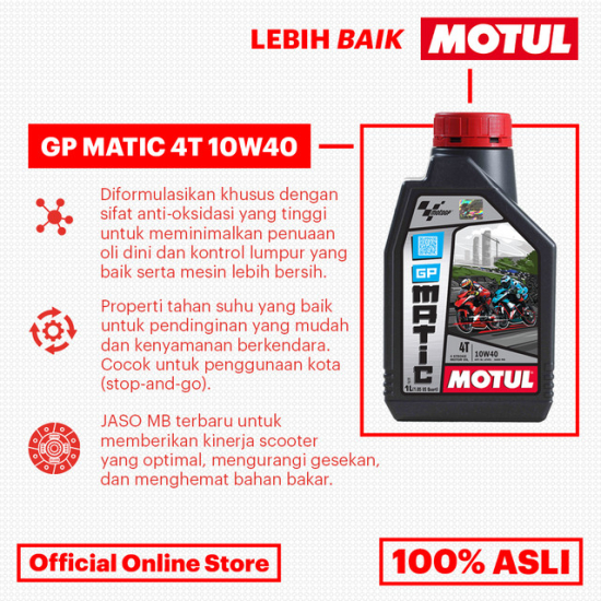 Jual OLI MESIN MOTUL GP MATIC 1L SAE 10W40 1000ml 1liter | Shopee Indonesia