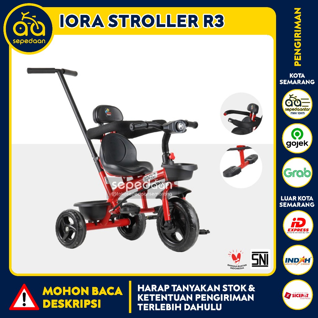 Jual Sepeda Roda Tiga Anak IORA - Stroller Bike Bayi 1 (GOSEND/GRAB ...