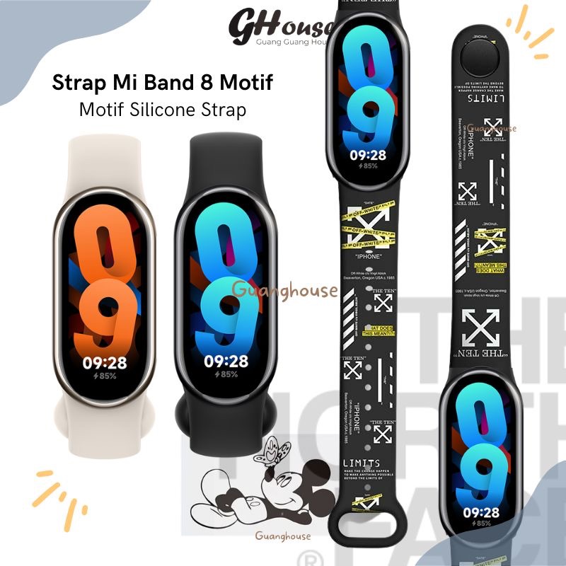 Jual Strap Mi Band 8 Motif Tali Xiaomi Mi Band 8 Motif Silicone Printing Karakter Bahan Silikon ...