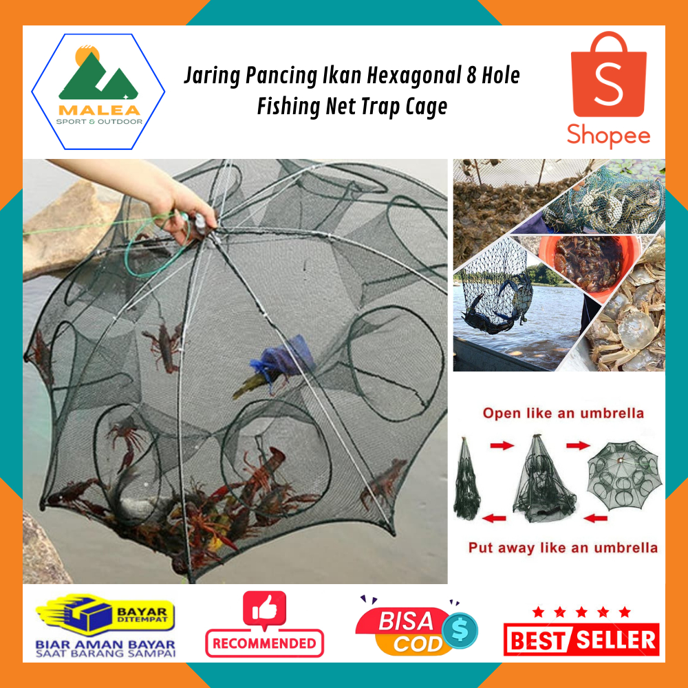 Jual Jaring Pancing Ikan Hexagonal 8 Hole Fishing Net Trap Cage ...