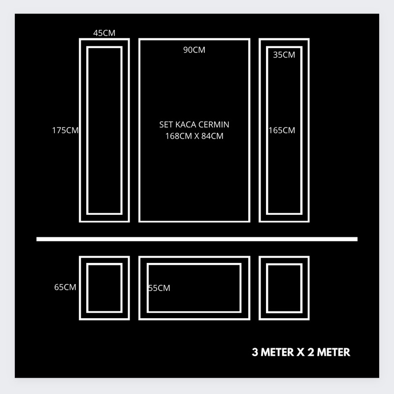 Jual Paket Set Wallmoulding Double List + Kaca Cermin Ukuran Dinding ...