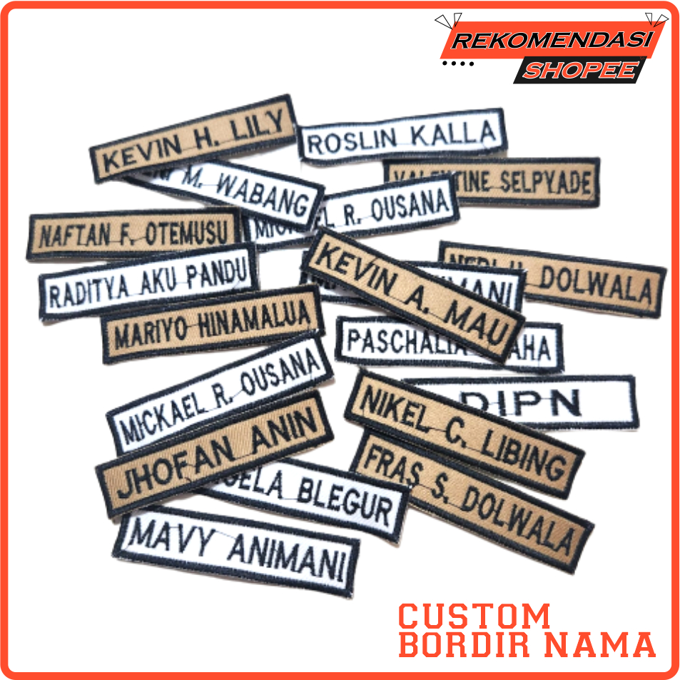 Jual Bordir Nama Seragam Sekolah bet nama custom Nama dada Bordir ...