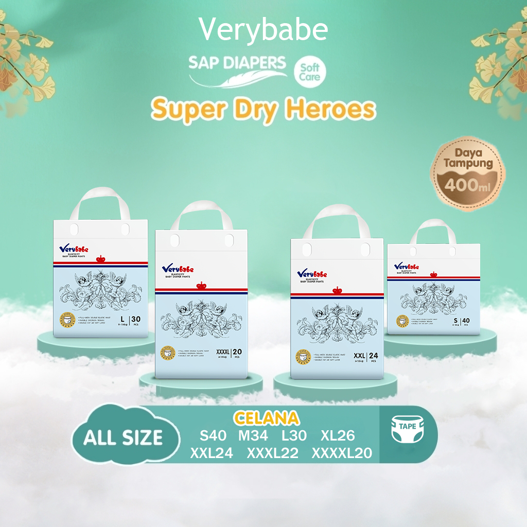 Jual [4 PACK] Verybabe SAP Diapers Soft Care Pants Ukuran S-XXXXL Popok ...