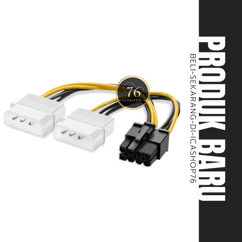 Jual KABEL POWER VGA 8 pin TO 2 MOLEX 4 pin isi 3 pin Adapter | Shopee ...