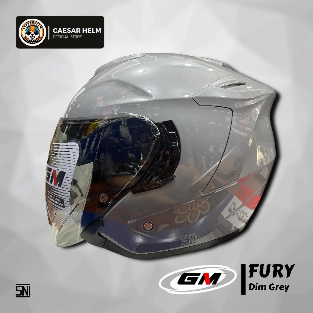 Jual GM Fury Solid - Double Visor - Helm Half Face - [CAESAR HELM] | Shopee Indonesia