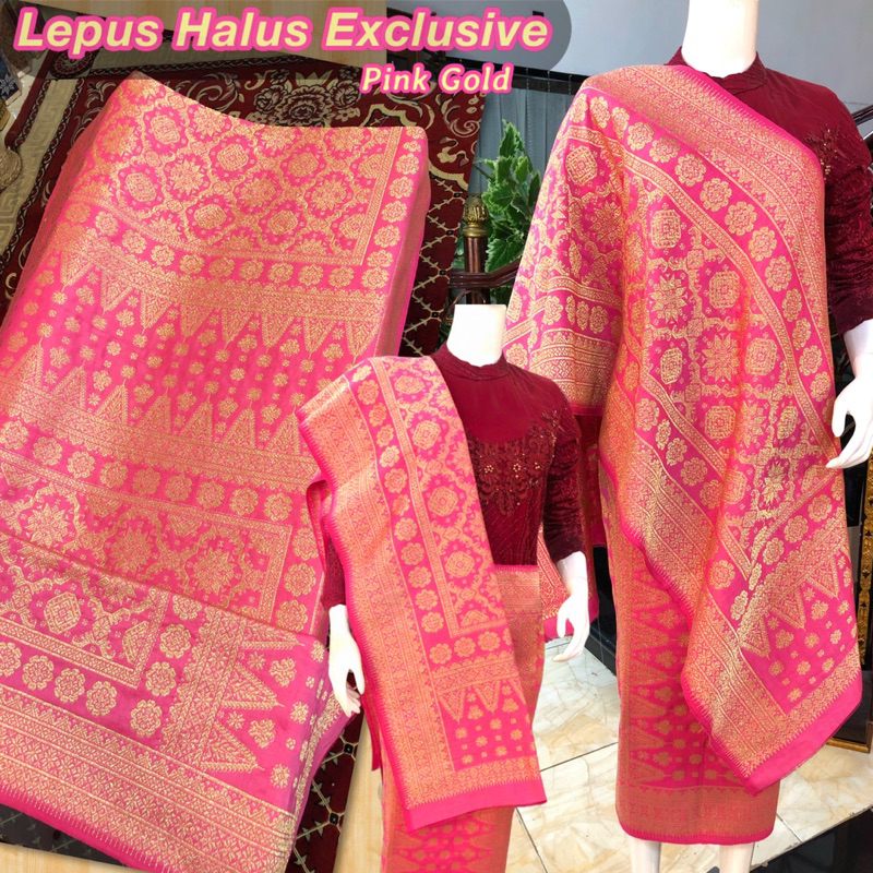 Jual Songket Lepus Halus Exclusive Gebeng ORI warna pink Gold /songket tenun asli palembang ...