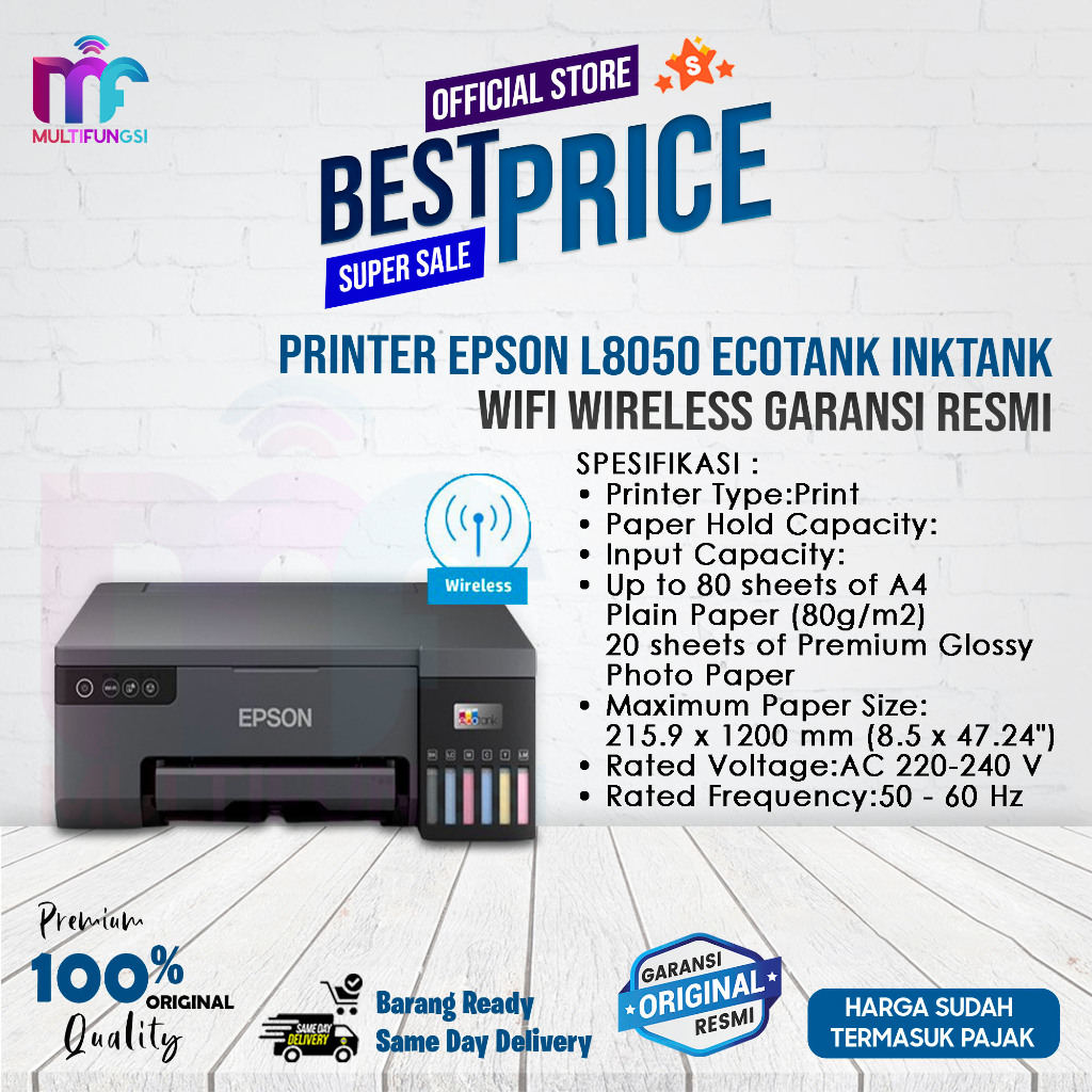 Jual Printer Epson L8050 (Pengganti L805)A4 WiFi Wireless Garansi Resmi | Shopee Indonesia