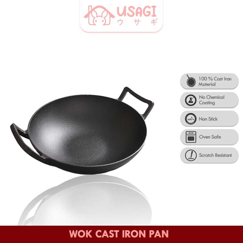 Jual Usagi Cast Iron Wok Pan / Waingapu Wok 32 CM / Wajan Besi Cor ...