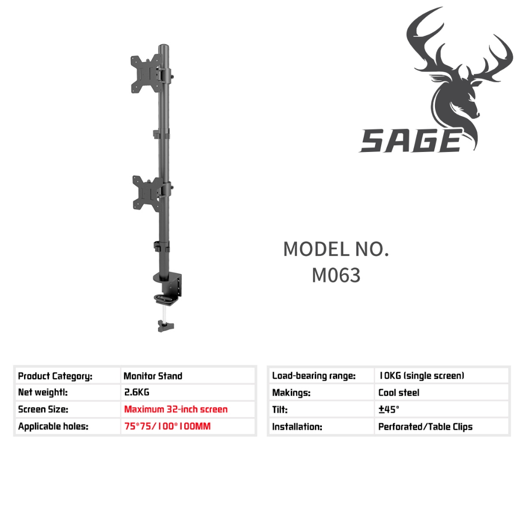 Jual BRACKET MEJA LCD LED TV 2 Monitor 13" - 27" breket SAGE M063 ORIGINAL | Shopee Indonesia