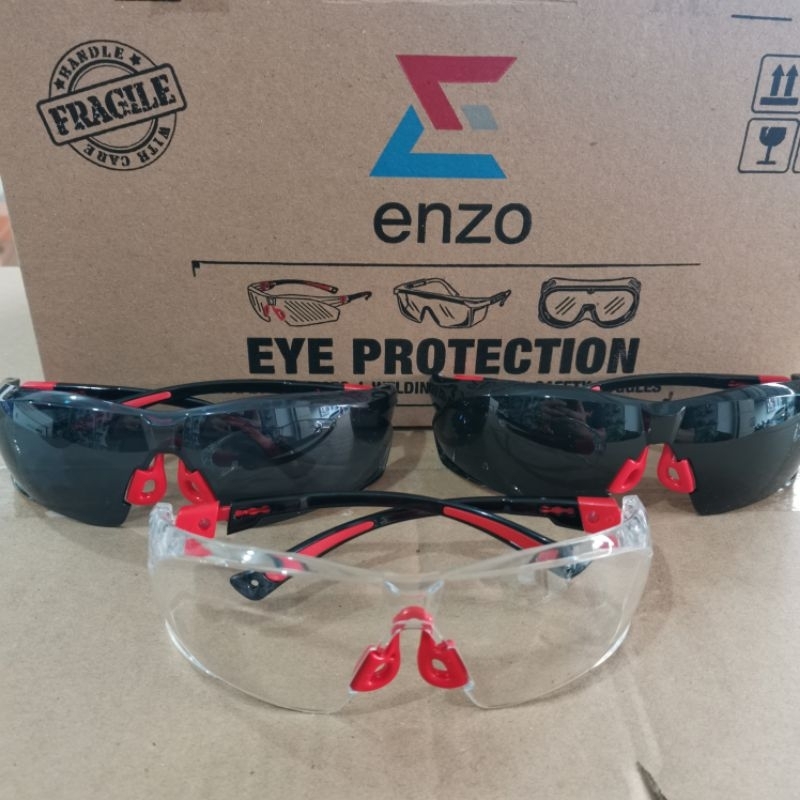 Jual ENZO kacamata safety glass kaca mata gerinda kacamata las hitam glass | Shopee Indonesia
