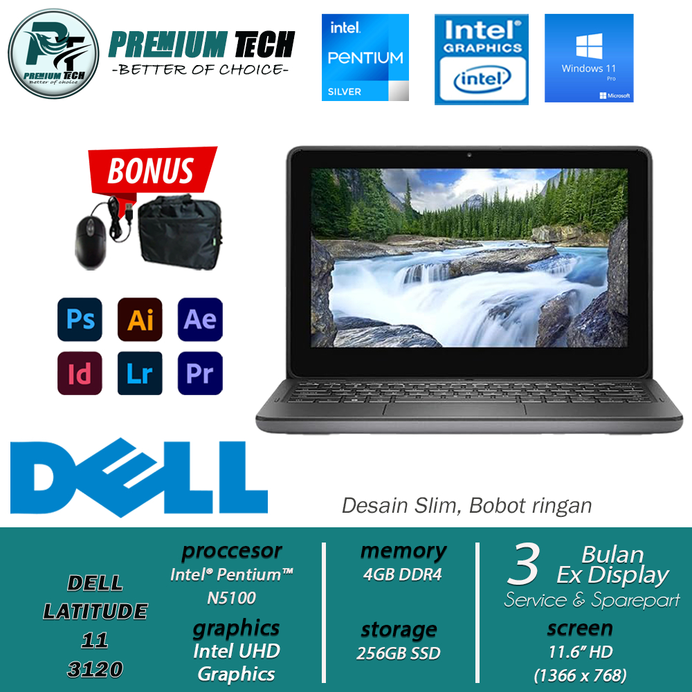 Jual Laptop Murah Dell Latitude 11 3120 Intel Celeron N5100 4GB 256GB ...