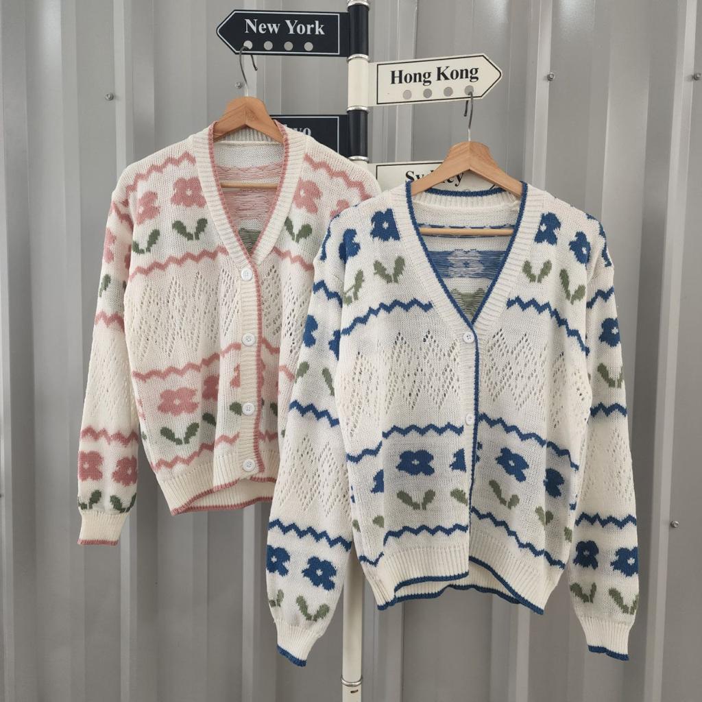 Jual KARDIGAN RAJUT WANITA MOTIF BUNGA - YURA FLOWER CARDY KNITE - OUTHER KOREAN STYLE | Shopee ...