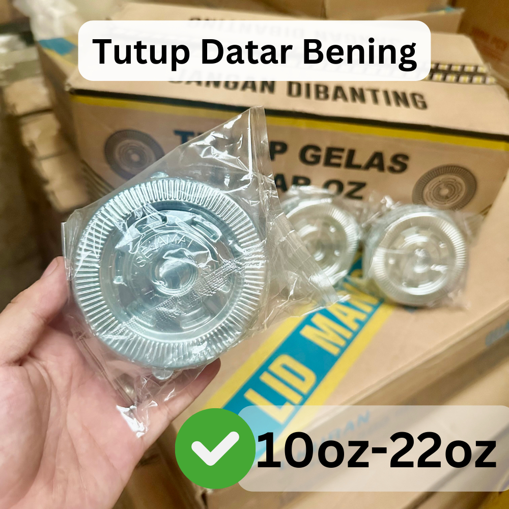 Jual Tutup Datar Bening Gelas Plastik pop ice juice cup ukuran 10oz ...