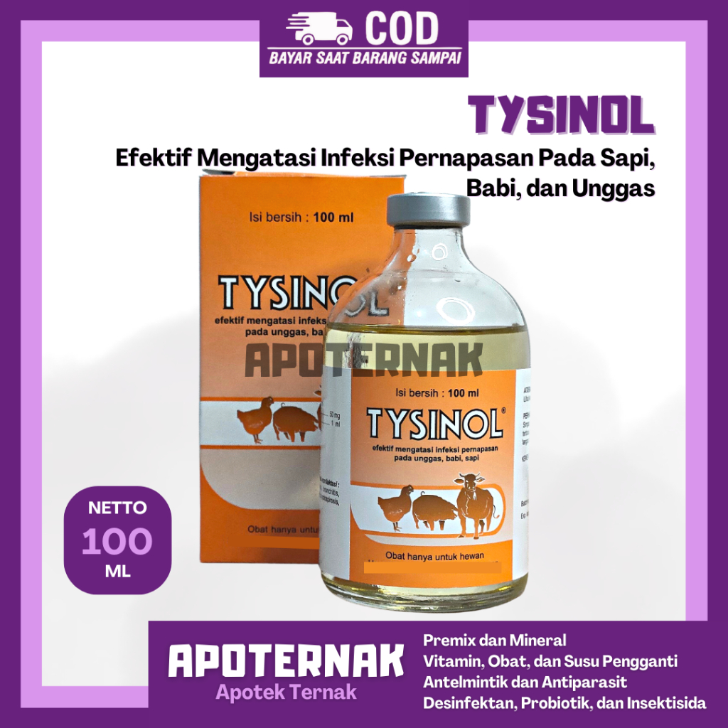 Jual TYSINOL Medion 100 mL | Antibiotik Sapi Pneumonia Disentri Bebek ...