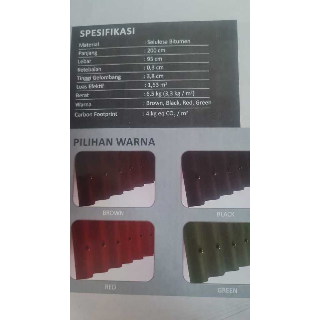 Jual ATAP BITUMEN ONDULINE (95 CM X 2M ) | Shopee Indonesia