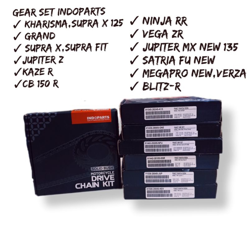 Jual Gear Set Indoparts Kharisma,Grand,Supra x,Supra x 125 old,CB150 ...