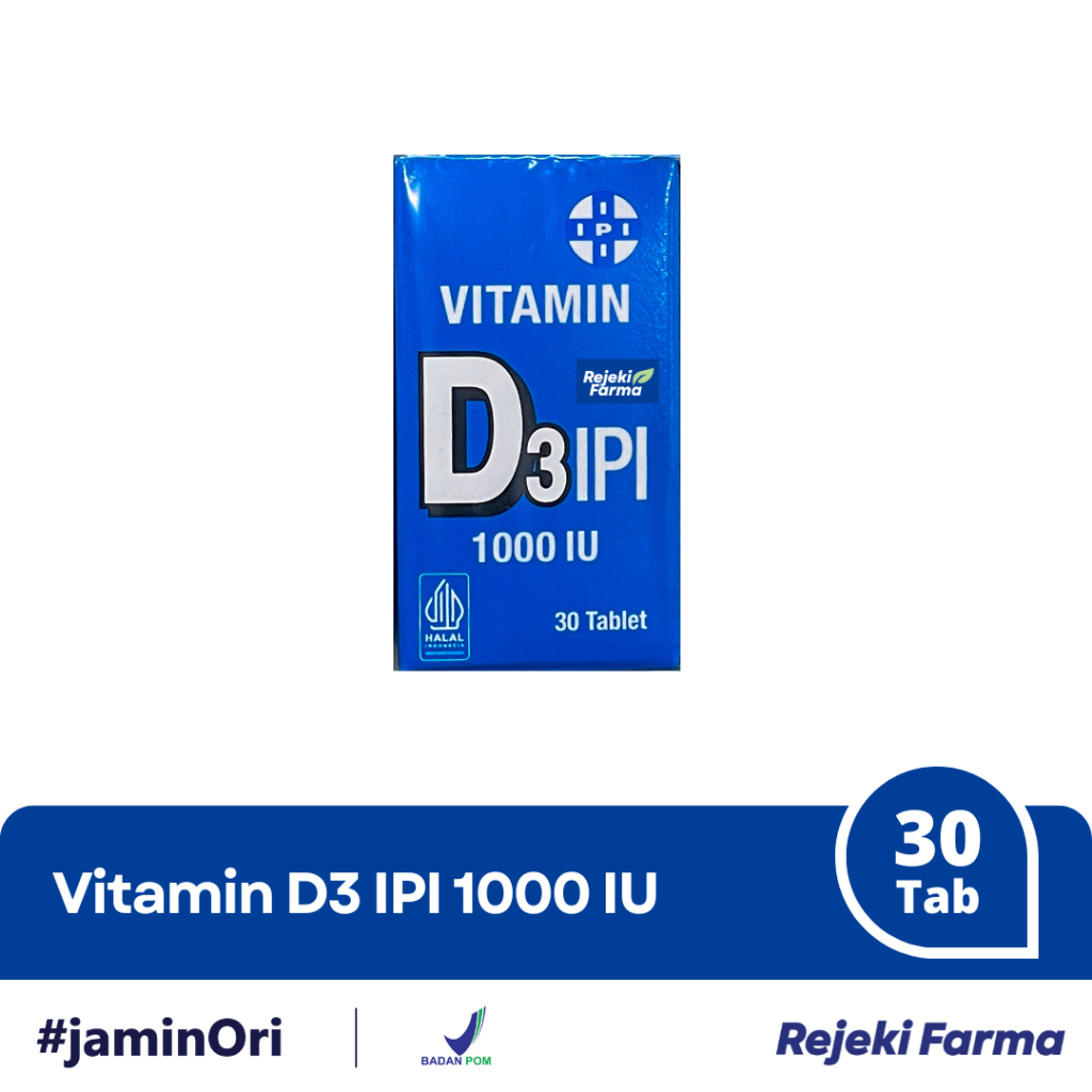 Jual IPI Vitamin D3 1000 IU - isi 30 Tablet Vit D 3 1000IU Botol D3IPI ...