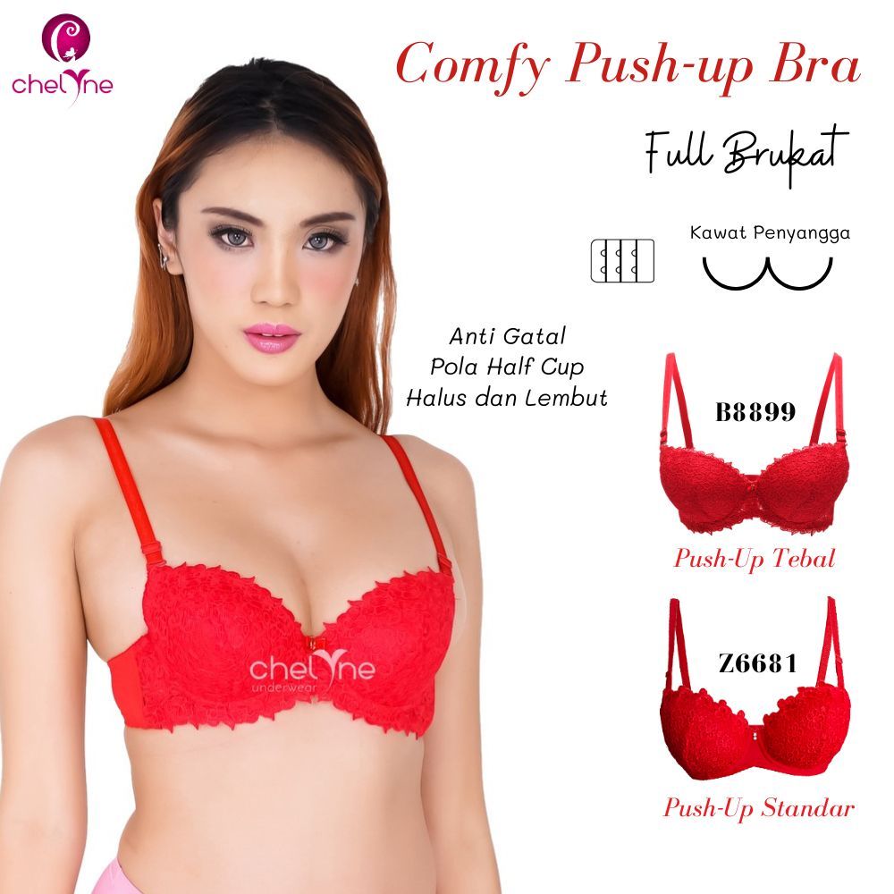Jual Chelyne BH Brukat B8899 / Z6681 Half cup - Push Up Bra Cup A ...