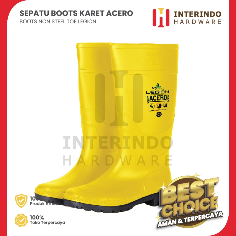 Jual Sepatu Boots Safety Karet PVC Panjang Tanpa Ujung Besi Legion ...