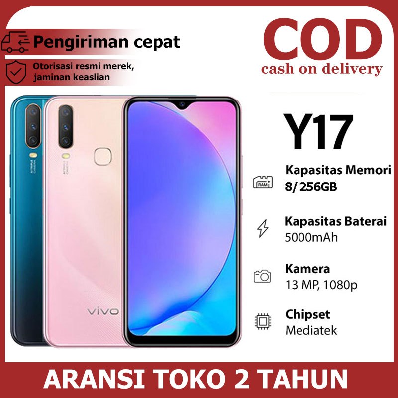 Jual Handphone VIVO Y17 RAM 8 256GB Vooc Fast Charging Fullset Garansi ...
