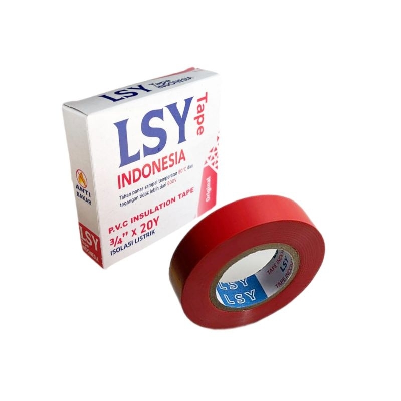 Jual isolasi listrik original LSY TAPE / PVC solasi kabel warna merah ...